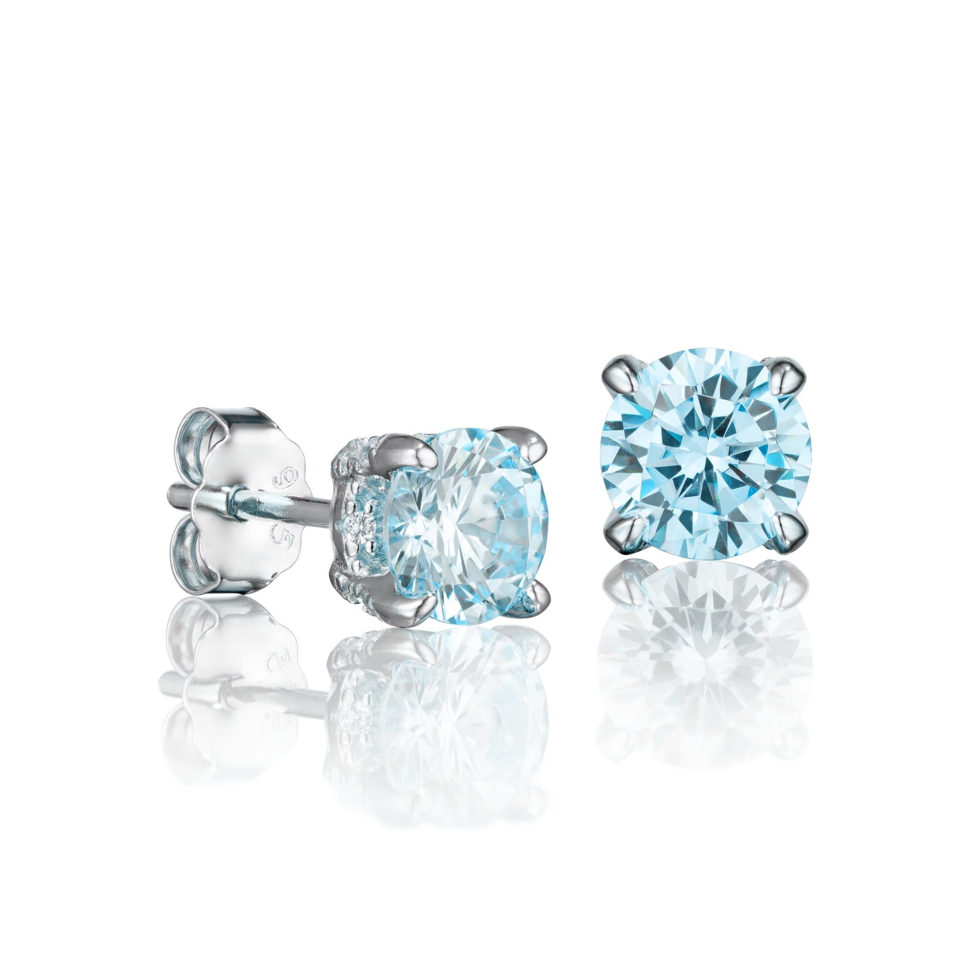 Серьги пусеты, серебро, 925 проба, циркон