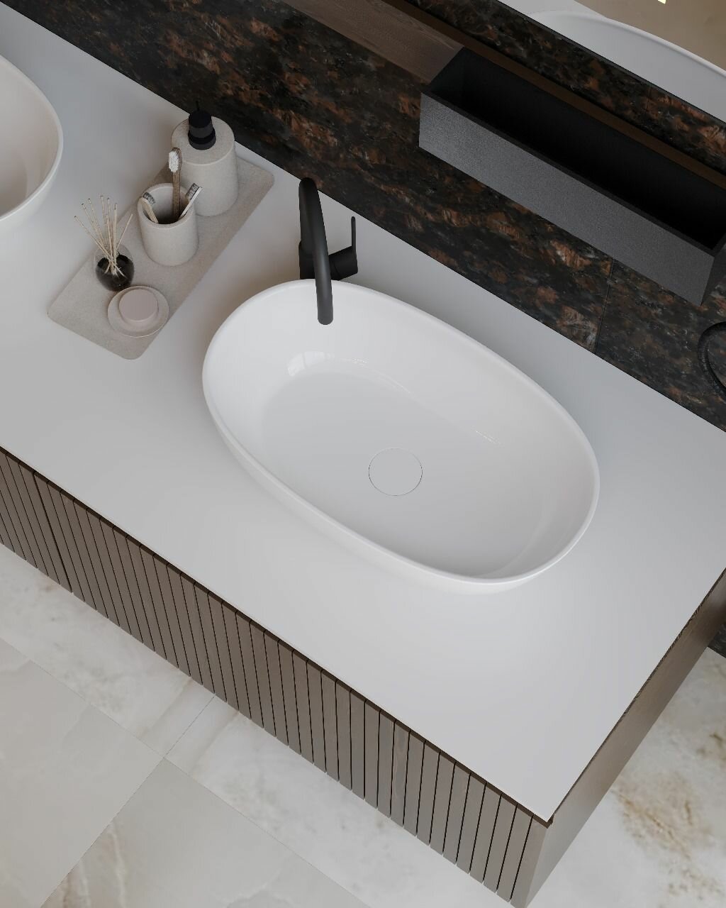 Раковина накладная из литьевого мрамора (искусственный камень) EDISS PRIME Арина Глянцевая 4701342546