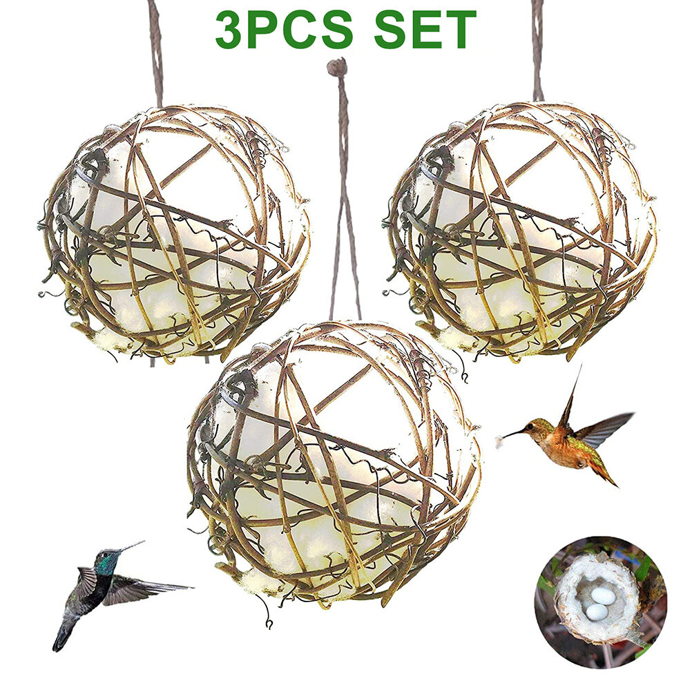 3Pcs 4 Inch Globe Hummingbird Nesters Bird Nesting Material Holder Cotton Balls for Wild Birds Wrens Finches