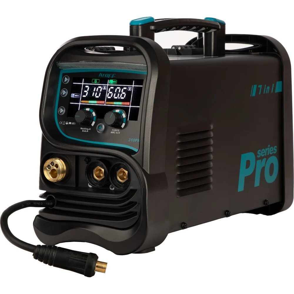 Полуавтоматический сварочный инвертор 310PRO Kroff с режимами MIG, MMA и Lift TIG, цифровым дисплеем, 310A, IP21, вес 6.