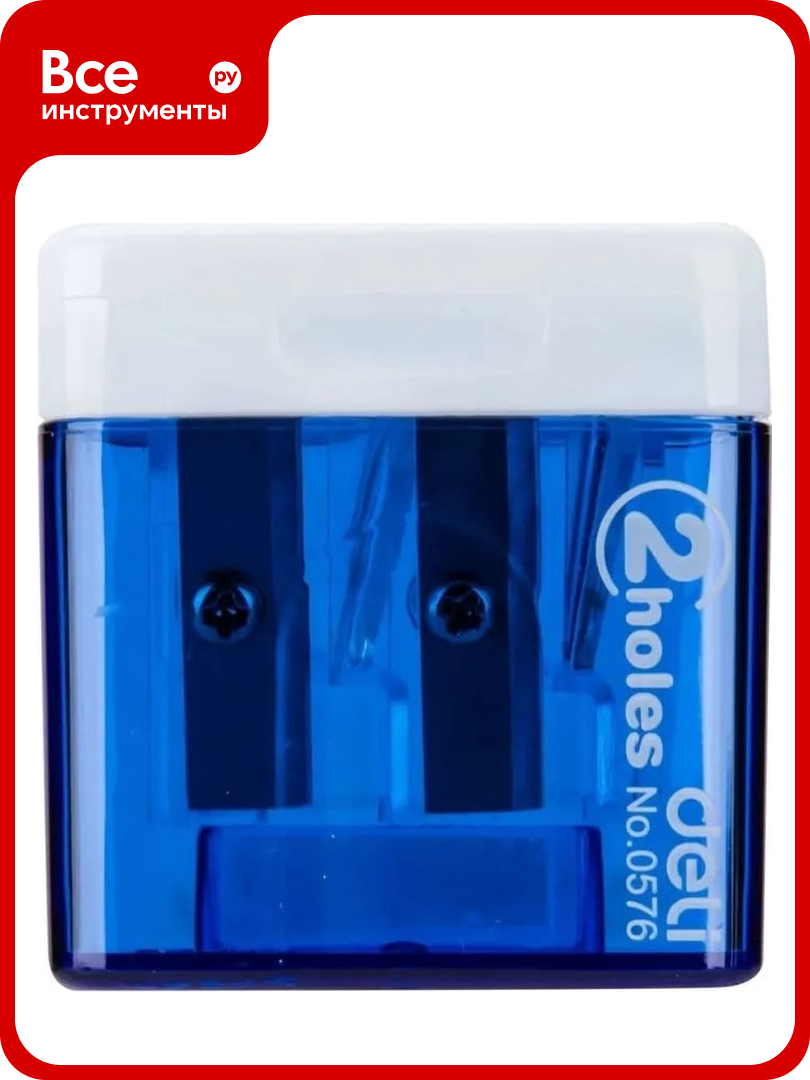 Точилка для карандашей DELI ручная Cubic 2 отверстия пластик ассорти дисплей E0576