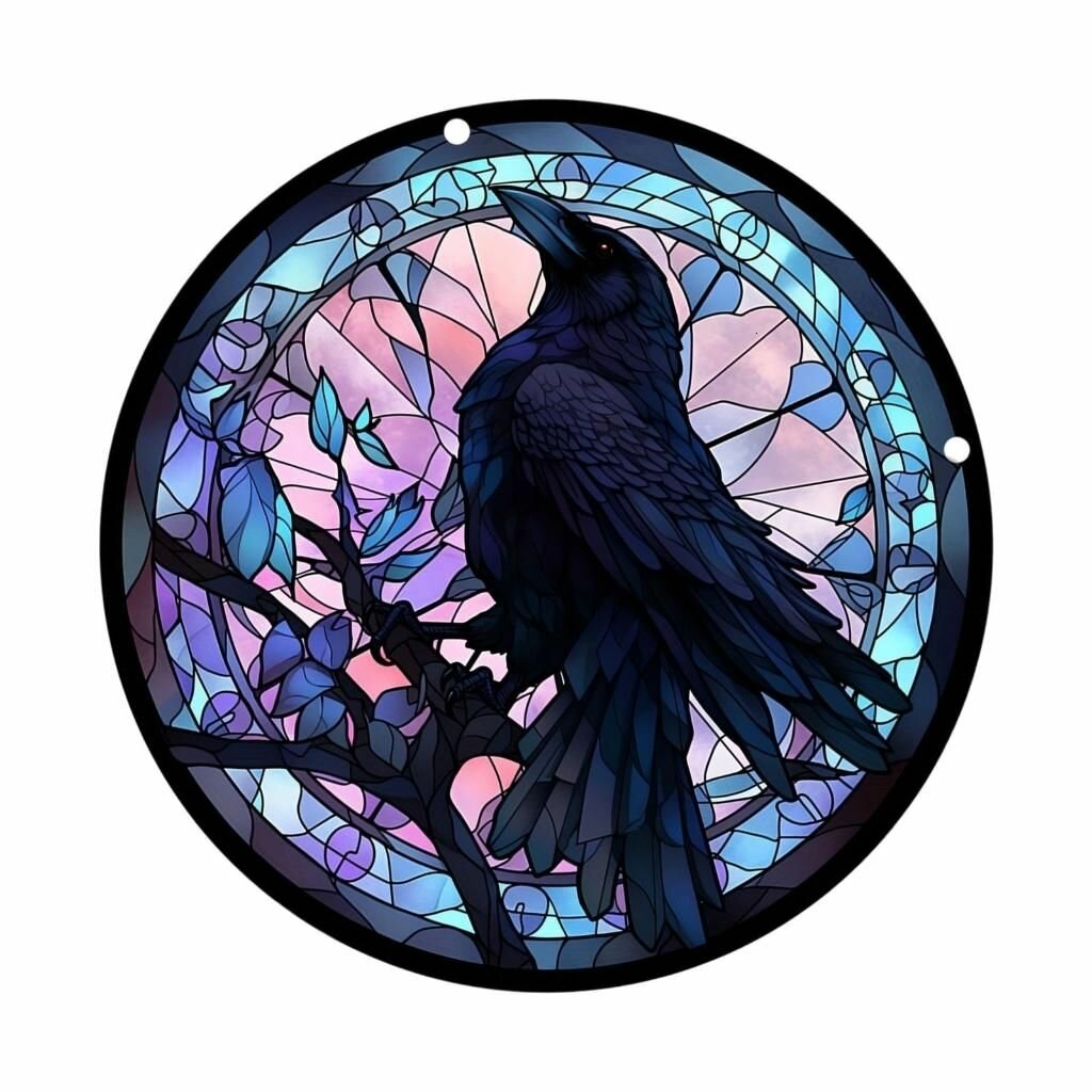 Витражи с воронами для окон, декоративные панели для балконов, двора и сада, - Стиль Третий