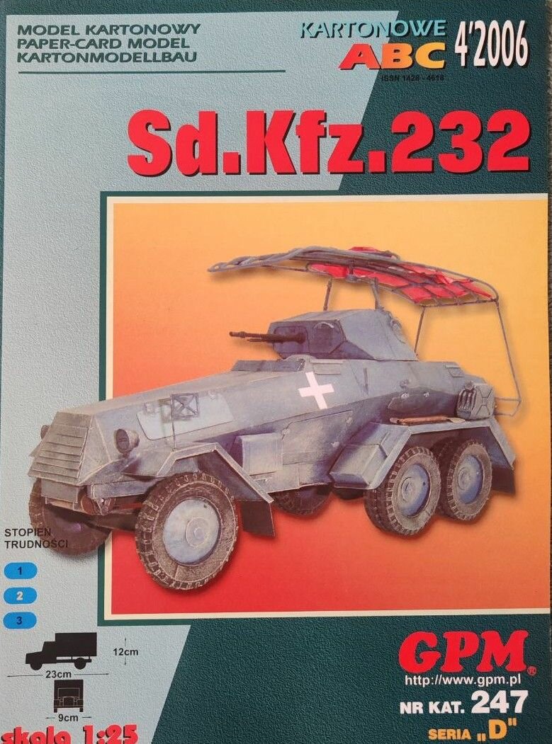 Сборная бумажная модель Бронеавтомобиль Sd. Kfz.232 - GPM №4/06 (журнал)
