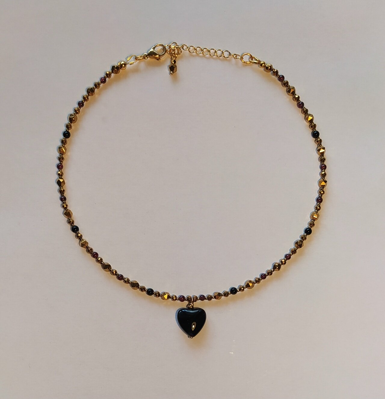 Чокер, агат, гранат, гематит