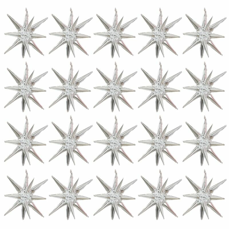 20 шт, воздушные шары из алюминиевой пленки "сиамская взрывная звезда"-серебристый