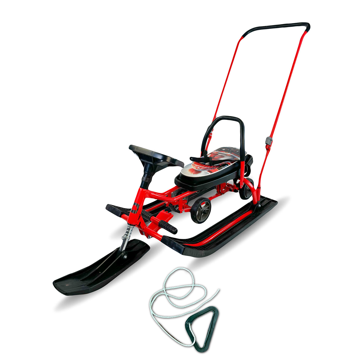 Снегокат детский 109 "Wheel" c П-образным толкателем и колесной базой (Пиня)