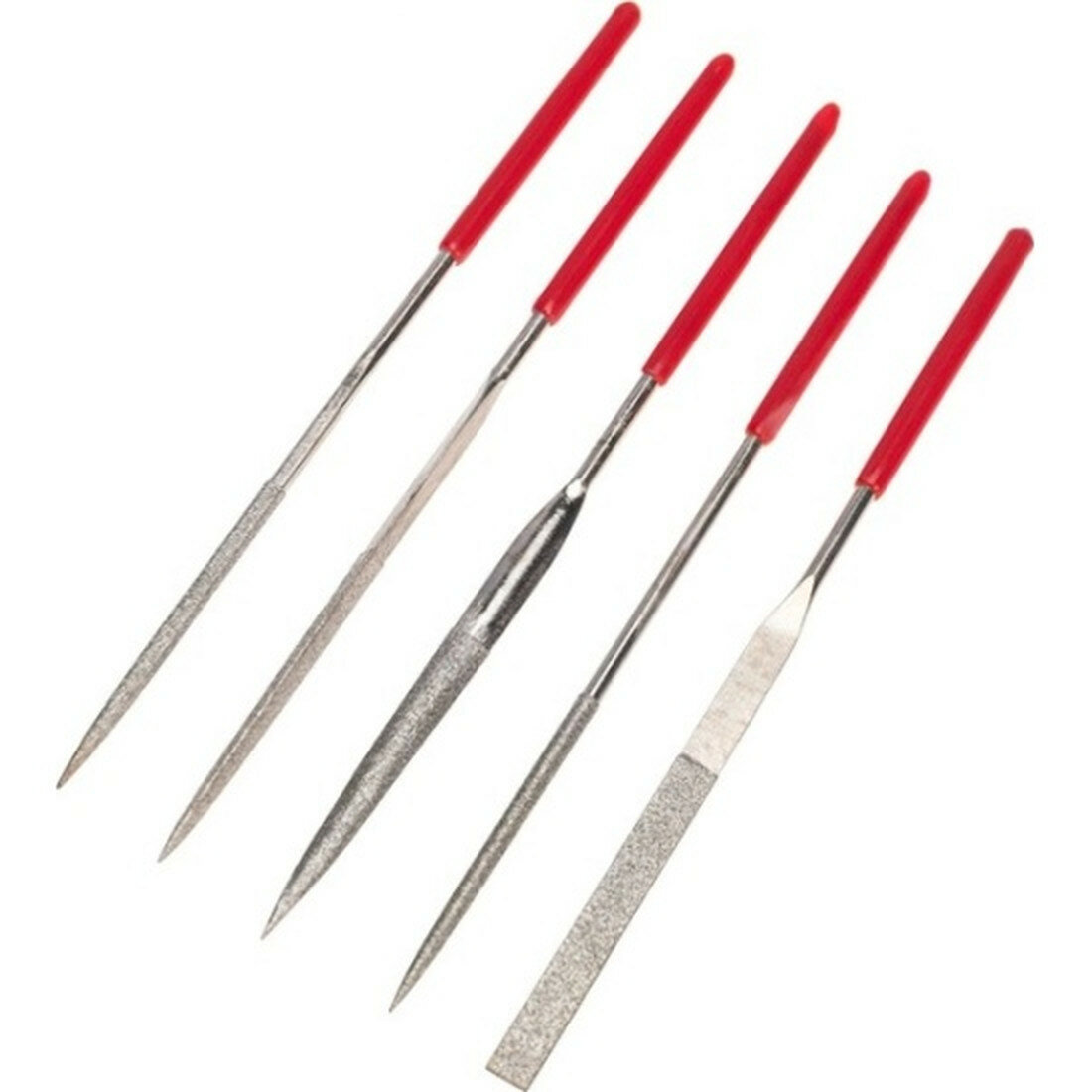 Набор алмазных надфилей Kranz, 140x50x3 мм, алмазное напыление, 5 штук