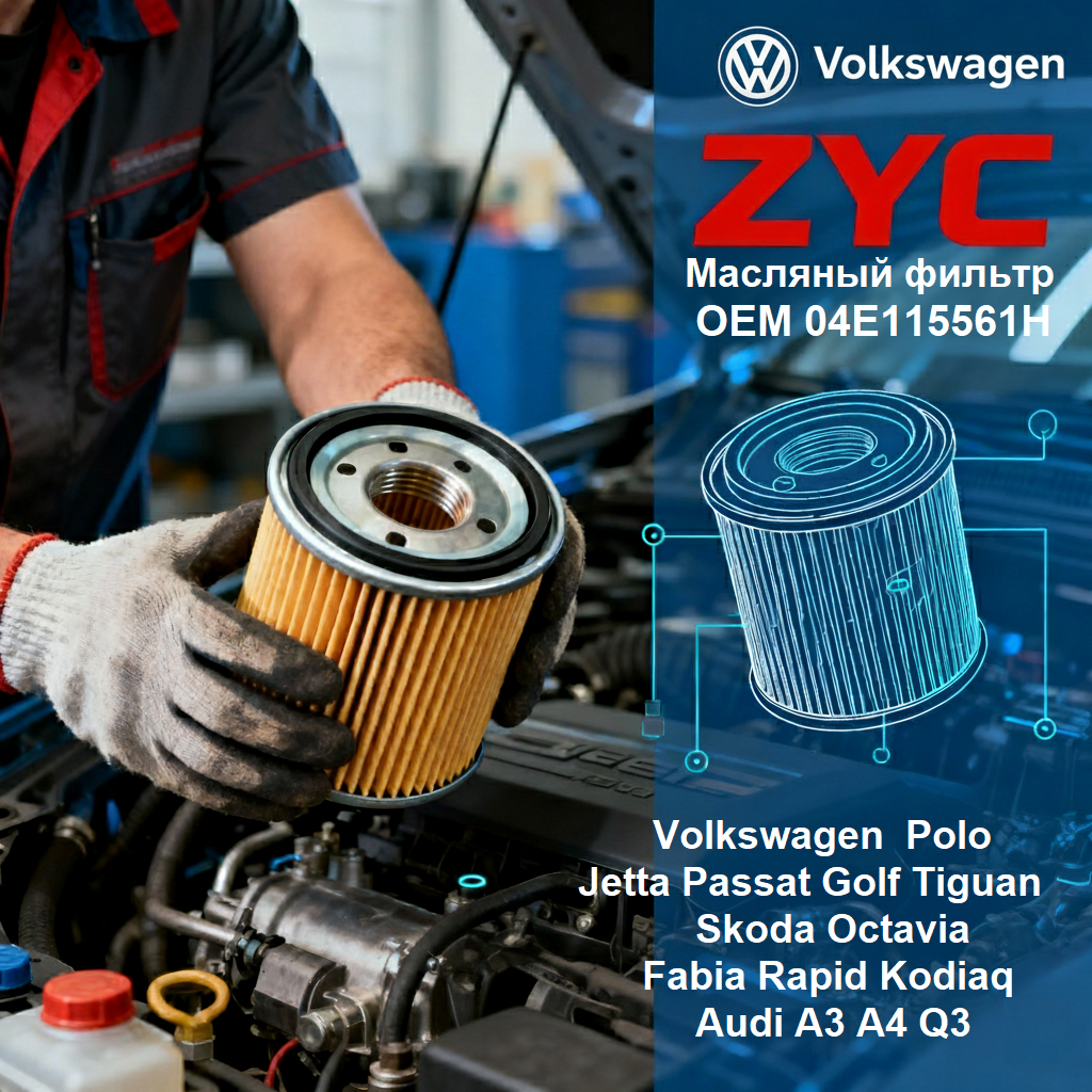 Масляный фильтр ZYC для Шкода Поло Skoda Octavia|Fabia|Rapid> Volkswagen Golf |Jetta|Passat|Polo|Tiguan 04E115561H