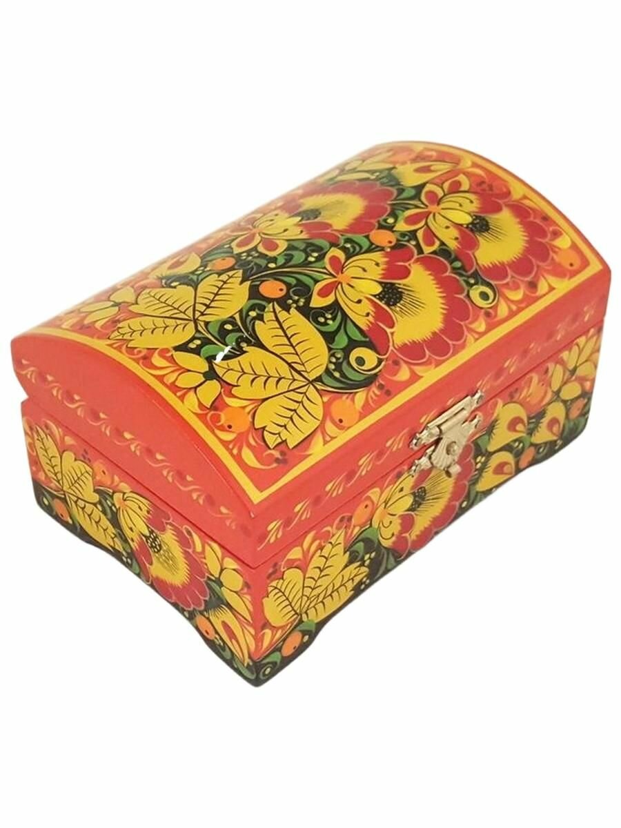 Шкатулка 12х8х6,5 см. - Маки-1, Хохломская роспись (Хохлома), ручная авторская работа
