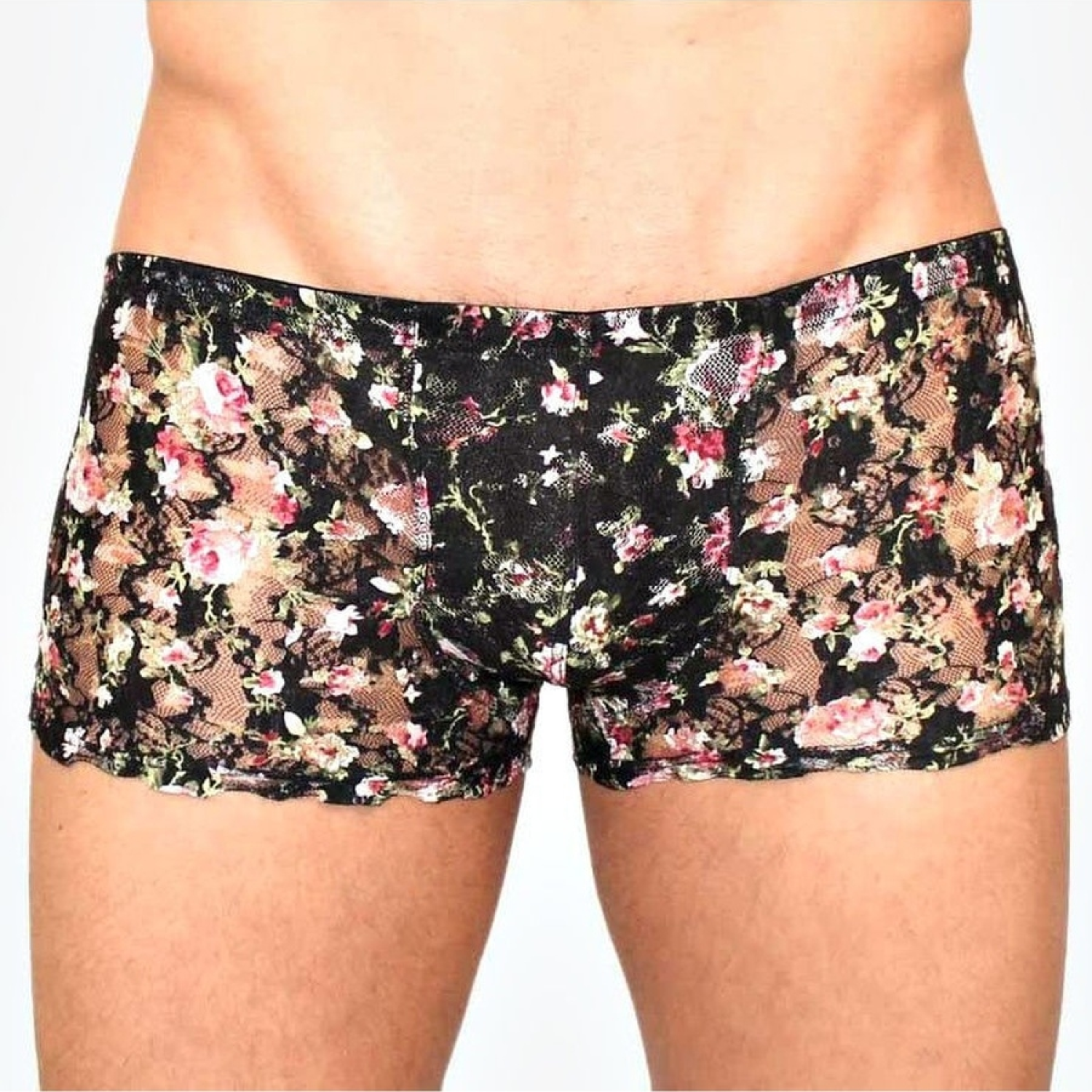 Мужские трусы боксеры черные в сеточку Romeo Rossi Black Boxer RR00220 L (48)