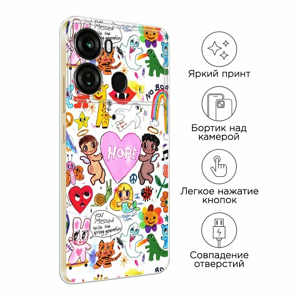 Силиконовый чехол на Itel P40 / Ител P40 с принтом "Милые рисунки" — фото 1