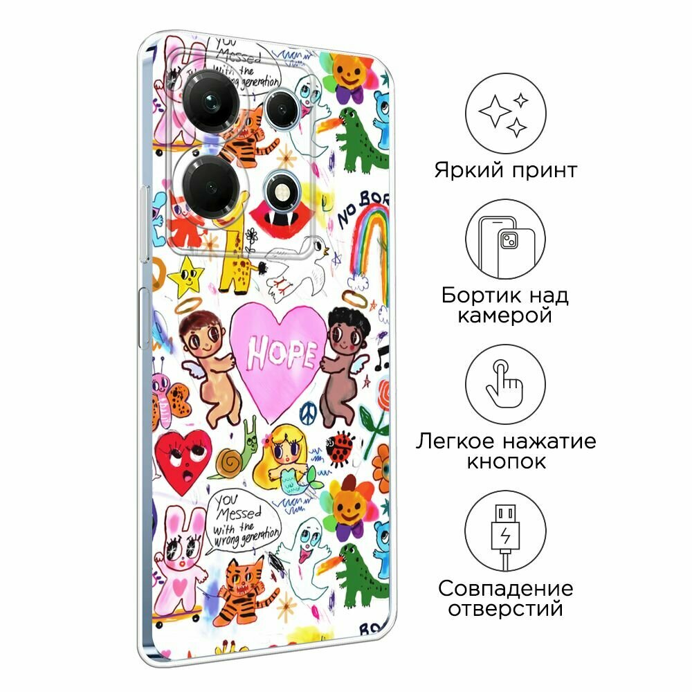 Чехол на Infinix Note 30 4G / Инфиникс Нот 30 4G с принтом "Милые рисунки" — фото 1
