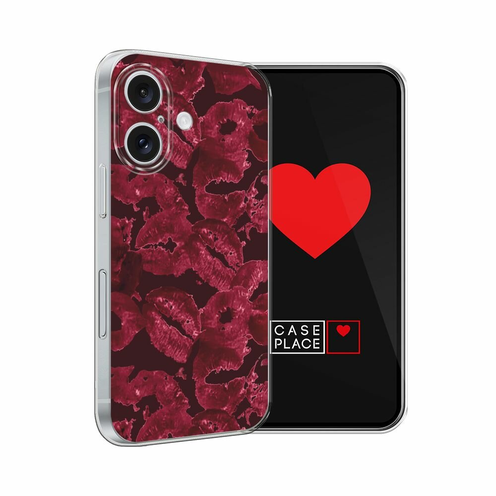 Чехол на Apple iPhone 16 / Айфон 16 с принтом Помада паттерн 1 — фото 1