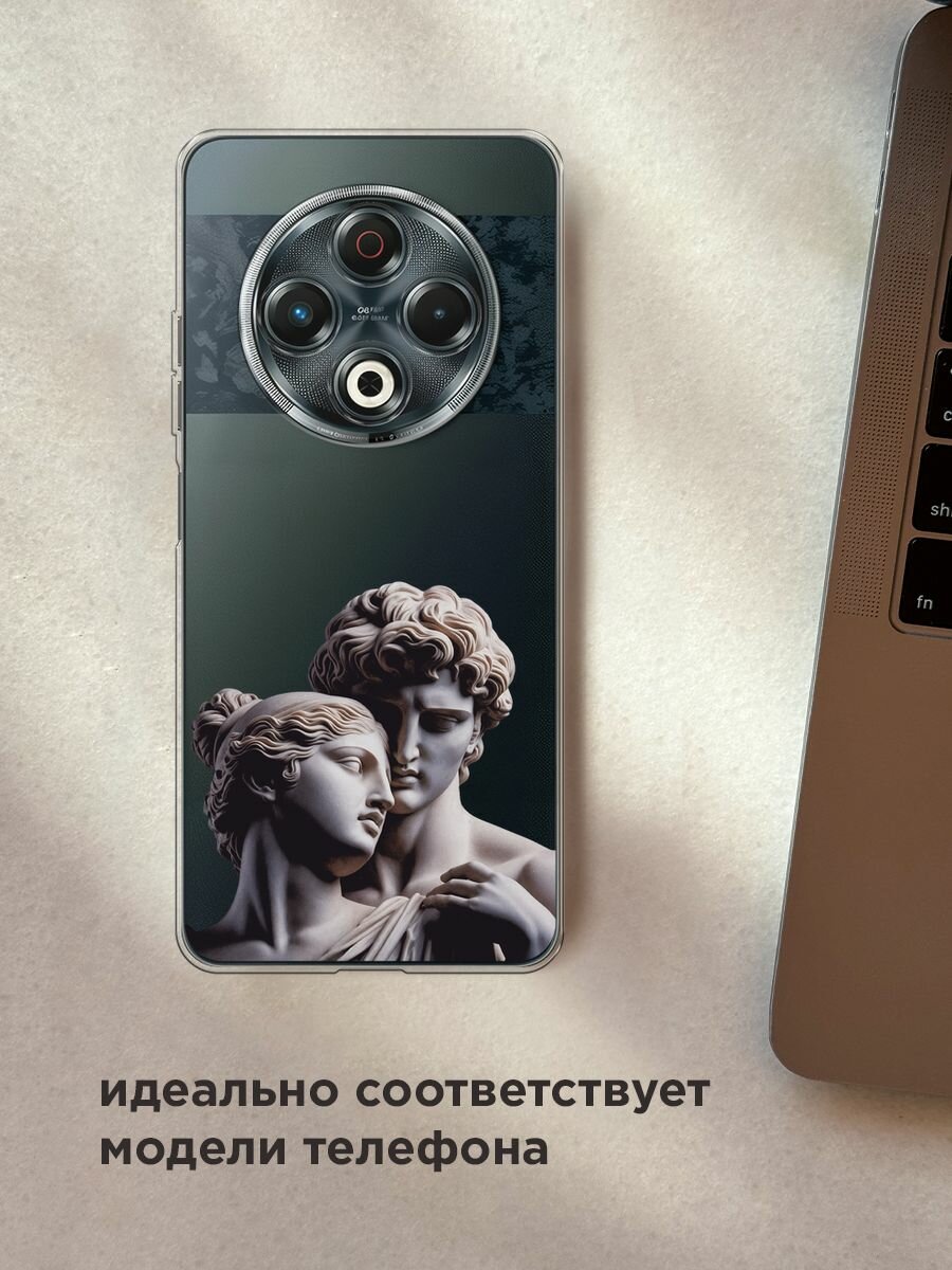 Чехол на Tecno Spark 30 / Текно Спарк 30 с принтом "Нежные скульптуры - 14 февраля", прозрачный — фото 1