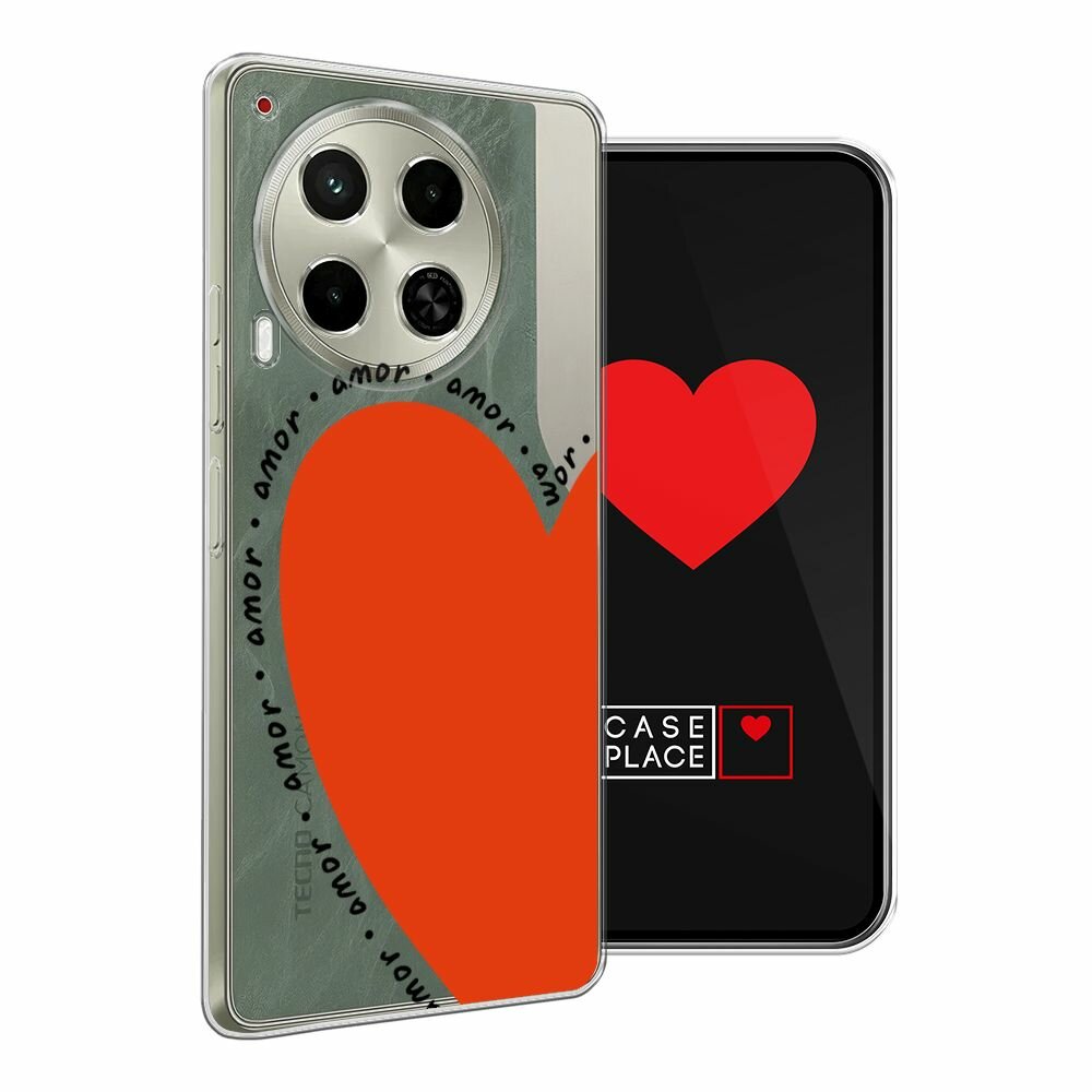 Чехол на Tecno Camon 30 5G / Текно Камон 30 5G с принтом "amor heart 2 - 14 февраля", прозрачный — фото 1