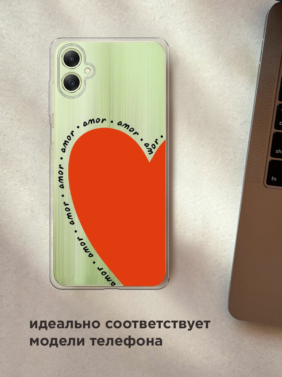 Чехол на Samsung Galaxy A06 / Самсунг Галакси А06 с принтом "amor heart 2 - 14 февраля", прозрачный — фото 1