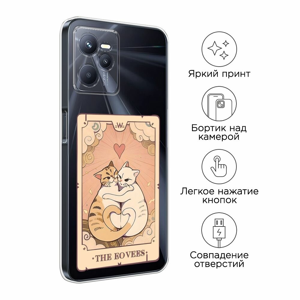 Чехол на Realme C35 / Реалми C35 с принтом "The lovers cats 2 - 14 февраля", прозрачный — фото 1