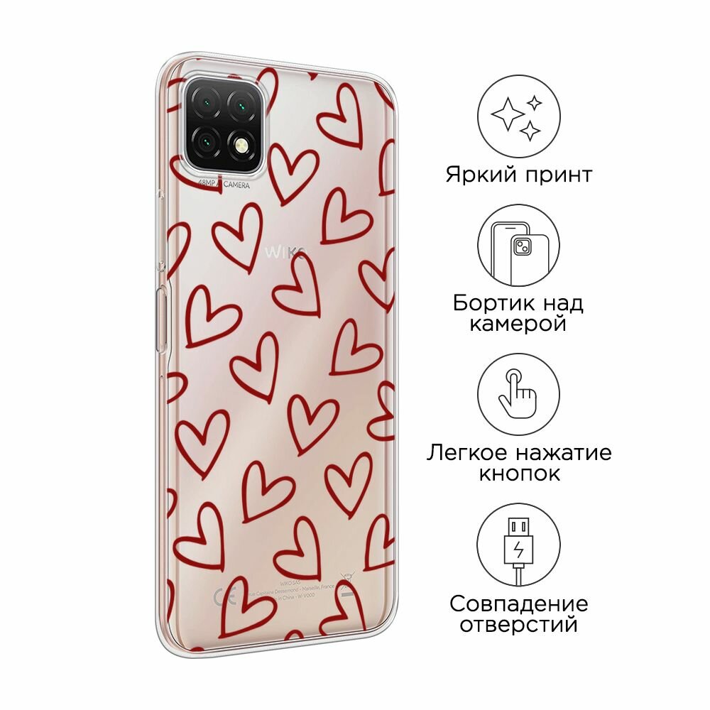 Чехол на Wiko T3 / Вико Т3 с принтом "Little hearts doodles 2 - 14 февраля", прозрачный — фото 1