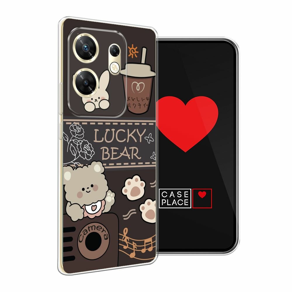 Чехол на Infinix Zero 30 4G / Инфиникс Зеро 30 4G с принтом "Lucky bear coffee 1" — фото 1