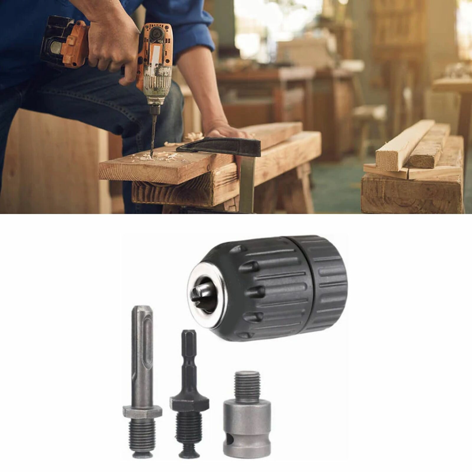 Набор адаптеров для сверлильного патрона, 4 шт, патрон для ударной дрели 10 мм с круглым шестигранным хвостовиком, соединительный стержень, преобразователь электрических ключей