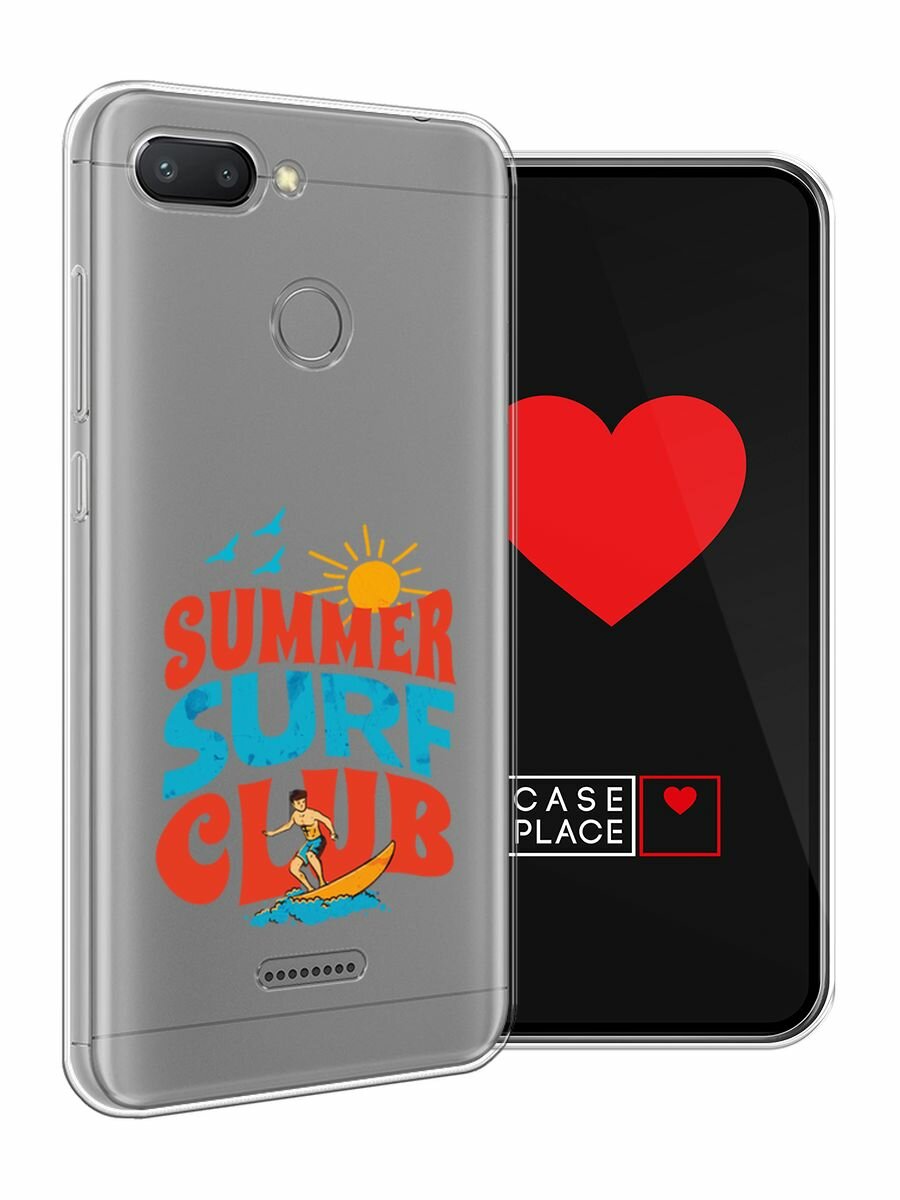Чехол на Xiaomi Redmi 6 / Сяоми Редми 6 с принтом "Summer surf club", прозрачный — фото 1