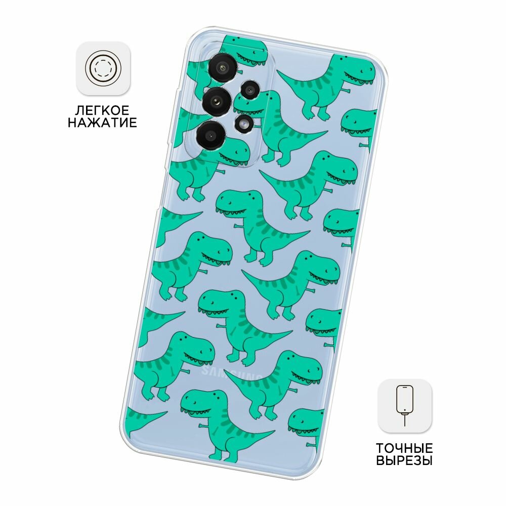 Чехол на Samsung Galaxy A23 / Самсунг Галакси А23 с принтом Динозаврики, прозрачный — фото 1