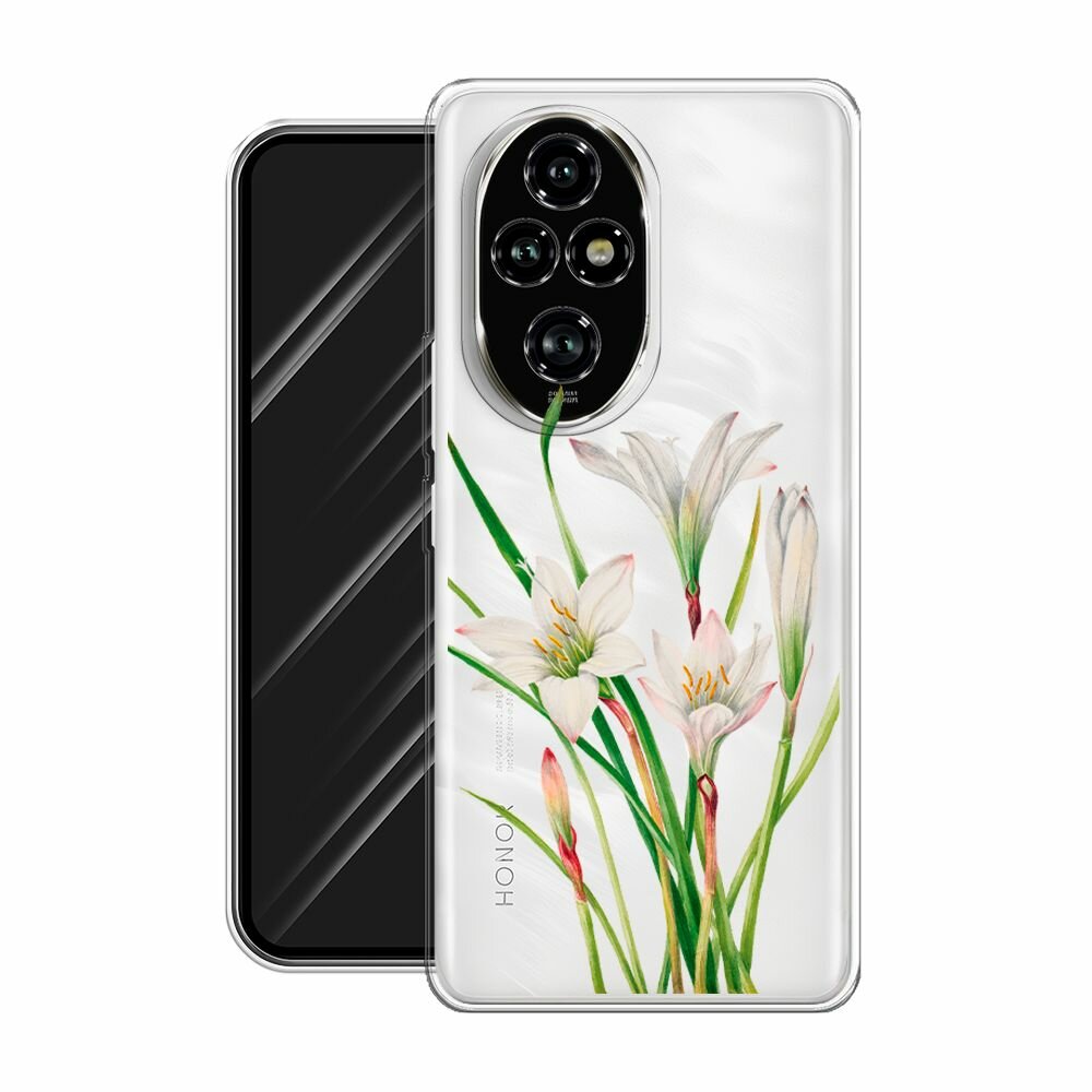 Чехол на Honor 200 Pro / Хонор 200 Про с принтом "White lily", прозрачный — фото 1