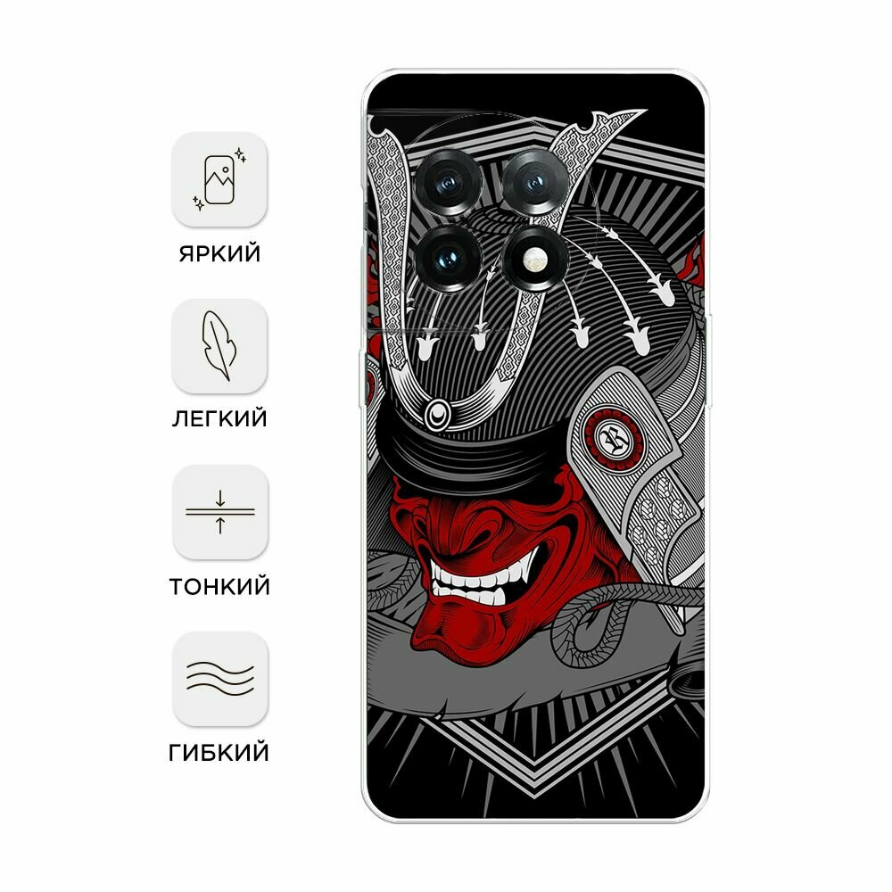 Чехол на OnePlus 11 / Ван Плас 11 с принтом "Красная маска самурая" — фото 1