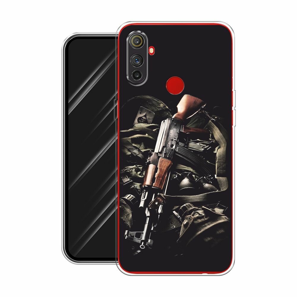 Силиконовый чехол на Realme C3 / Реалми C3 с принтом "Автомат" — фото 1