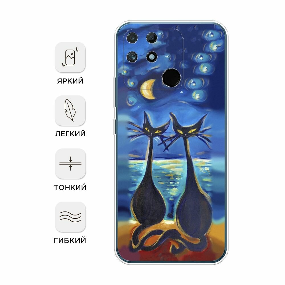 Чехол на Realme Narzo 50A / Реалми Нарзо 50A с принтом "Влюбленные котики 7" — фото 1