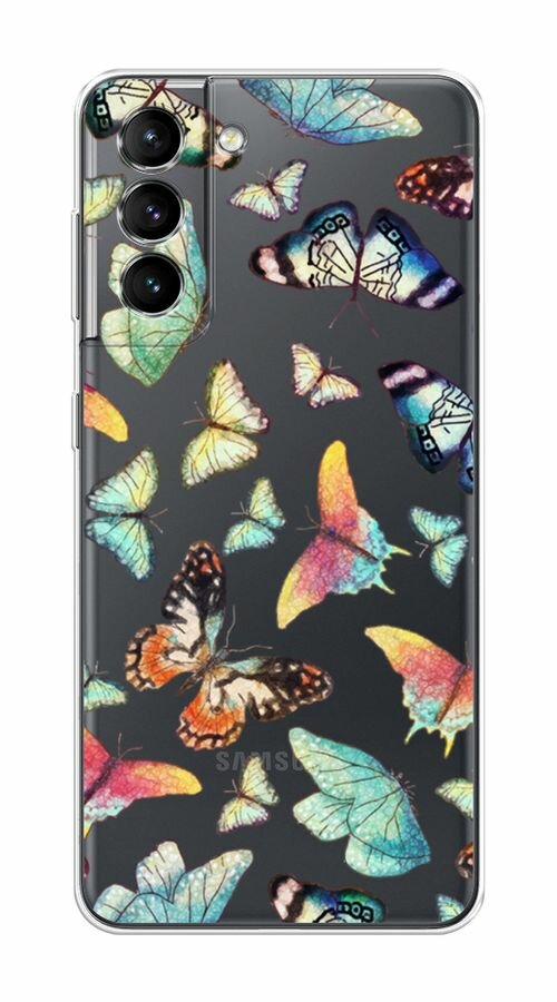 Чехол на Samsung Galaxy S21 / Самсунг Галакси S21 с принтом Бабочки фон, прозрачный