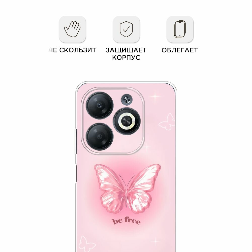 Чехол на Infinix Smart 8/8 HD/HOT 40i / Инфиникс Смарт 8/8 HD/HOT 40i с принтом "Be free butterfly 1" — фото 1