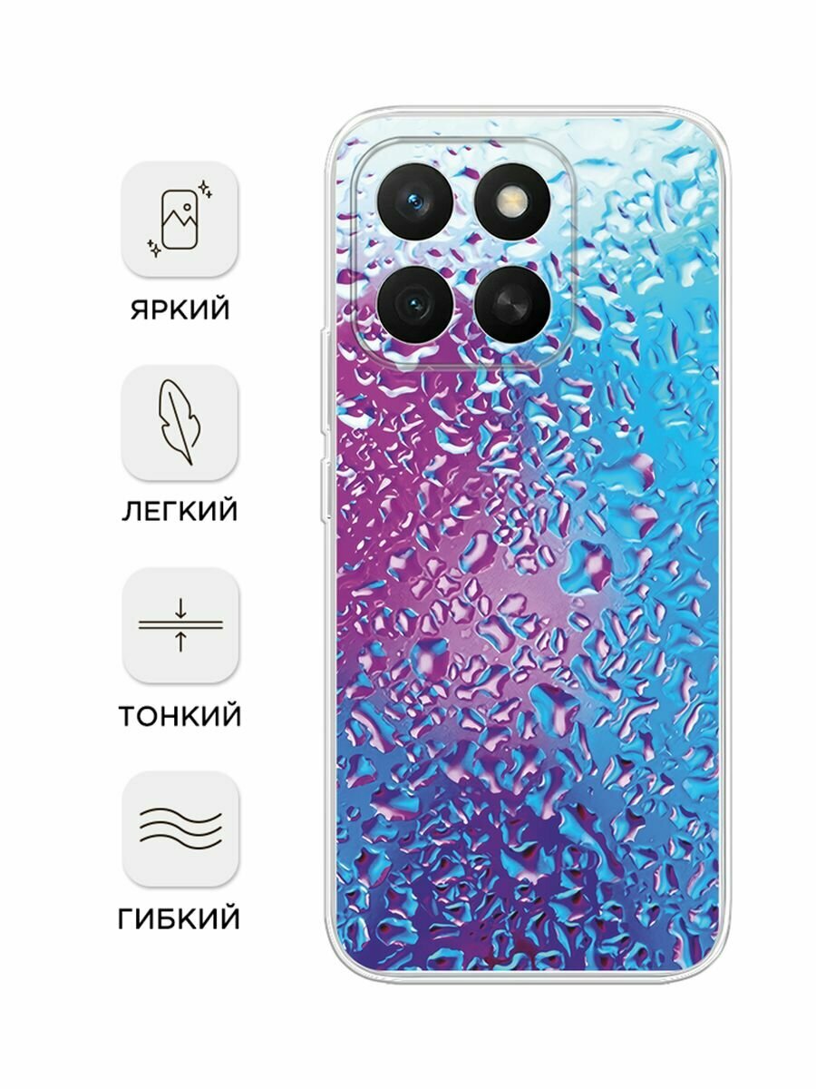 Силиконовый чехол на Honor X8c / Хонор X8c с принтом "Капли на стекле" — фото 1