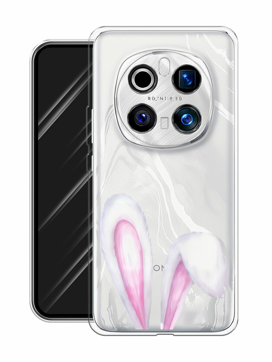 Чехол на Honor Magic 7 Pro / Хонор Мэджик 7 Про с принтом "Кроличьи уши 2", прозрачный — фото 1