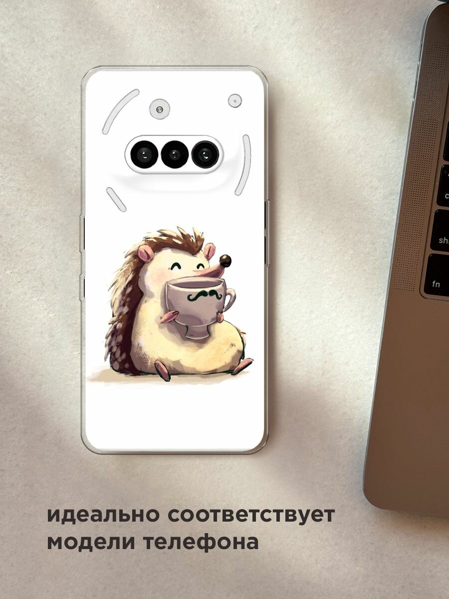 Чехол на Nothing Phone 3a / Нотинг Фон 3а с принтом "Еж кофеман" — фото 1
