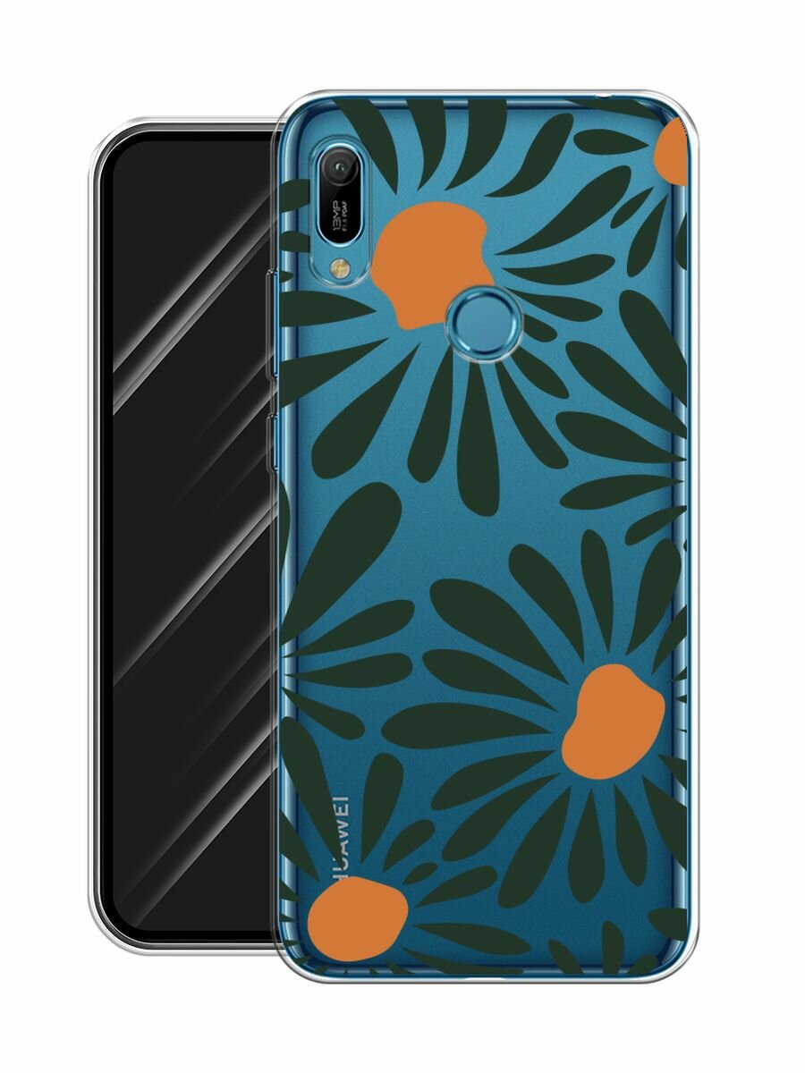 Чехол на Honor 8A/8A Pro/Huawei Y6s/Y6 2019 / Хонор 8А с принтом "Летние цветы рисунок", прозрачный — фото 1