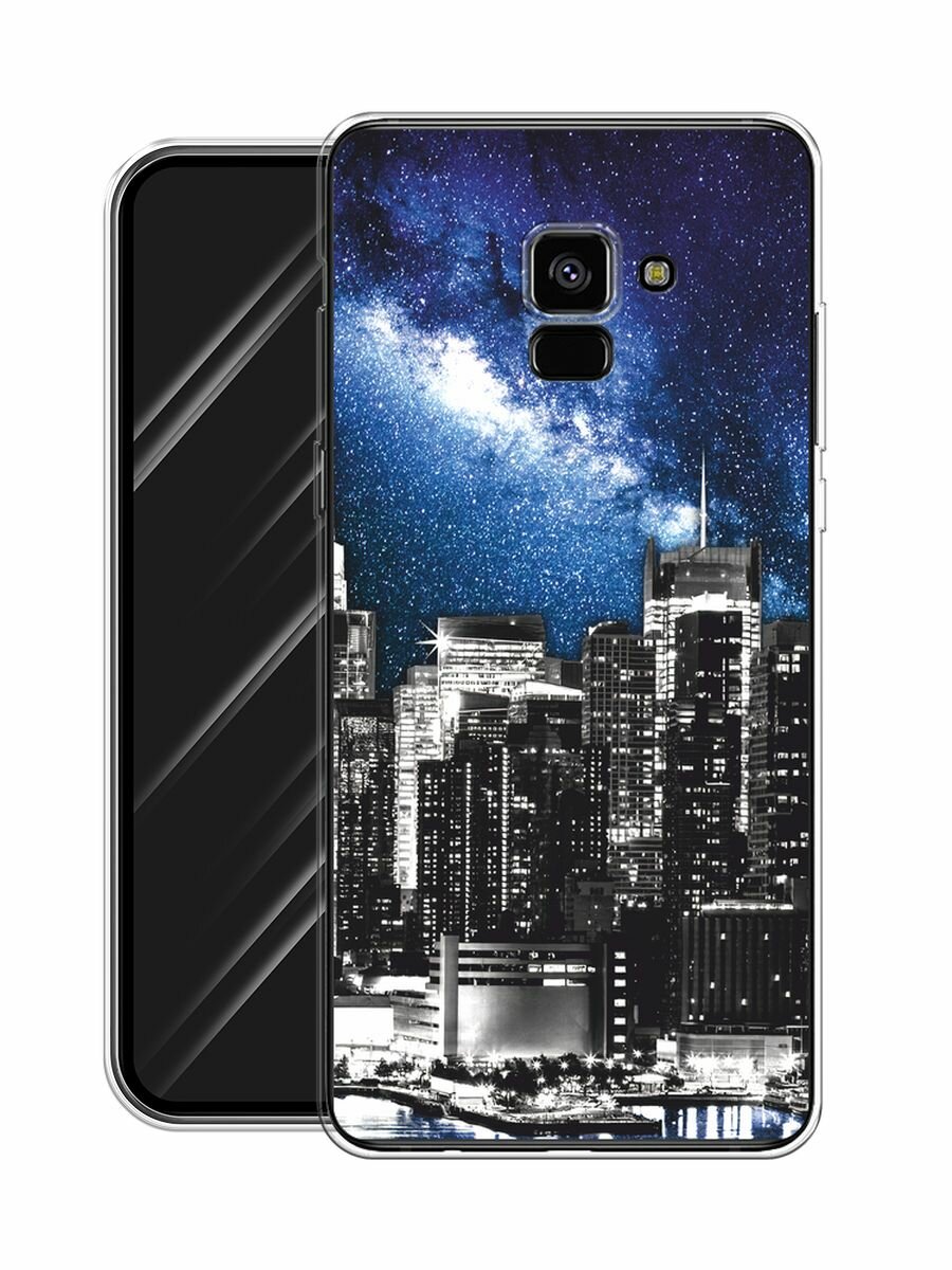 Чехол на Samsung Galaxy A8 + / Самсунг Галакси А8 Плюс 2018 с принтом Космический Нью-Йорк — фото 1