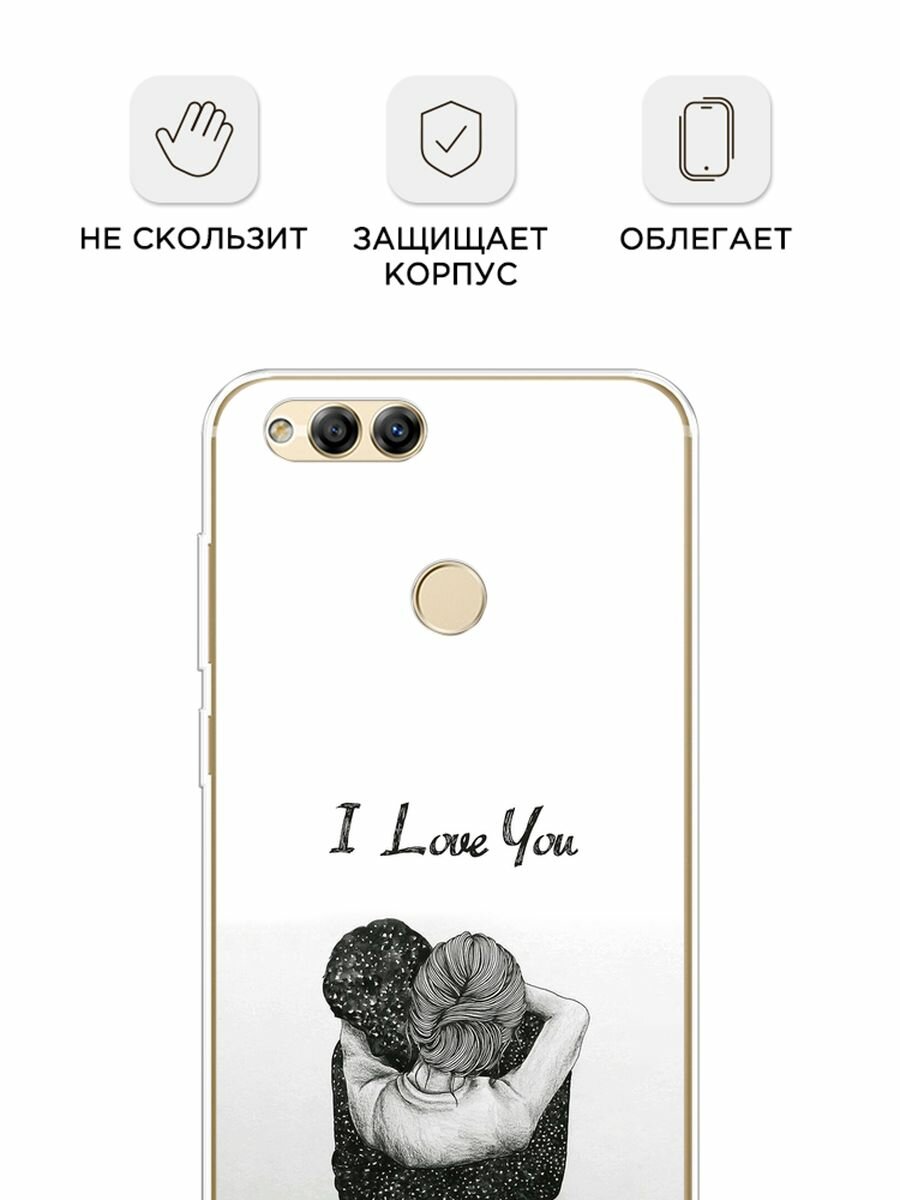 Силиконовый чехол на Honor 7X / Хонор 7Х с принтом I love you 1 — фото 1