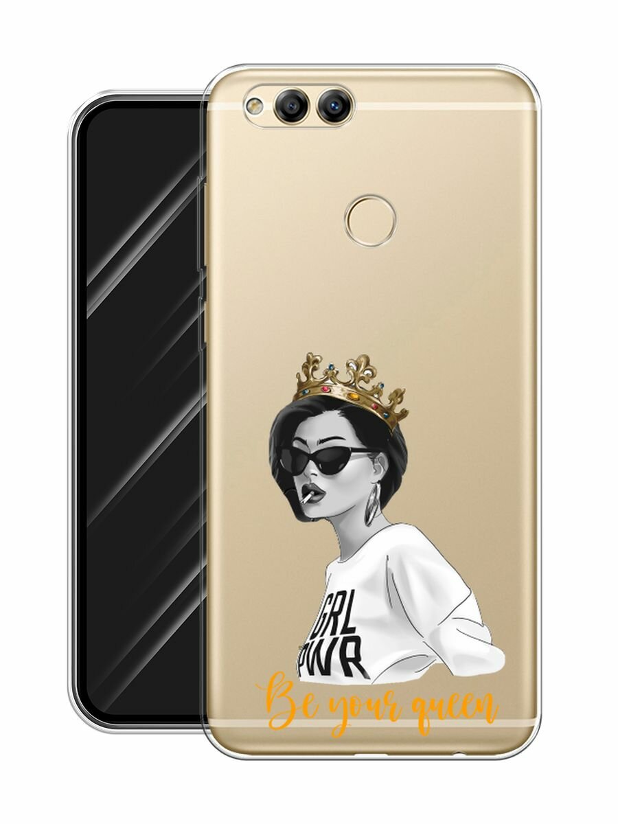 Чехол на Honor 7X / Хонор 7Х с принтом Be your Queen, прозрачный — фото 1