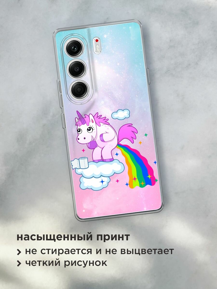 Чехол на Tecno Camon 40 Pro 5G / Текно Камон 40 Про 5G с принтом "Единорог какает" — фото 1