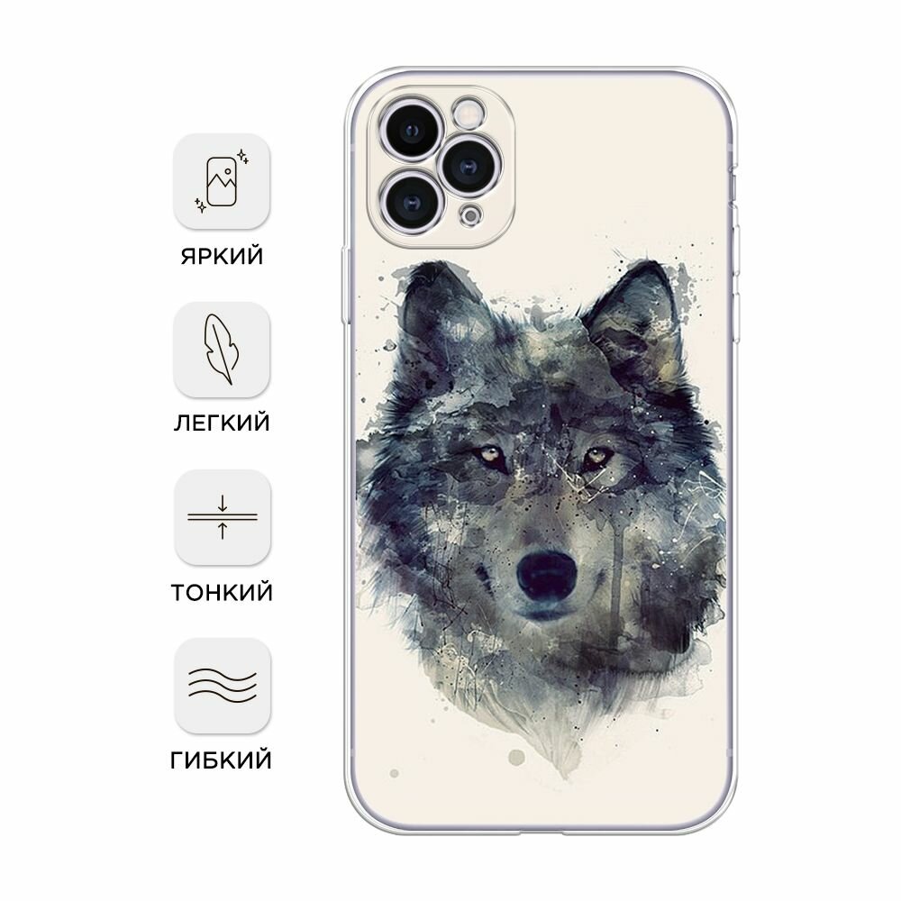 Чехол на Apple iPhone 11 Pro / Айфон 11 Про с принтом Волк арт — фото 1