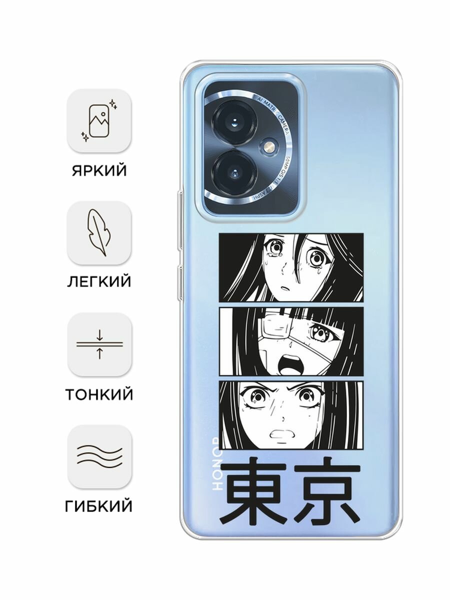 Чехол на Honor 100 / Хонор 100 с принтом "Tokyo girls", прозрачный — фото 1