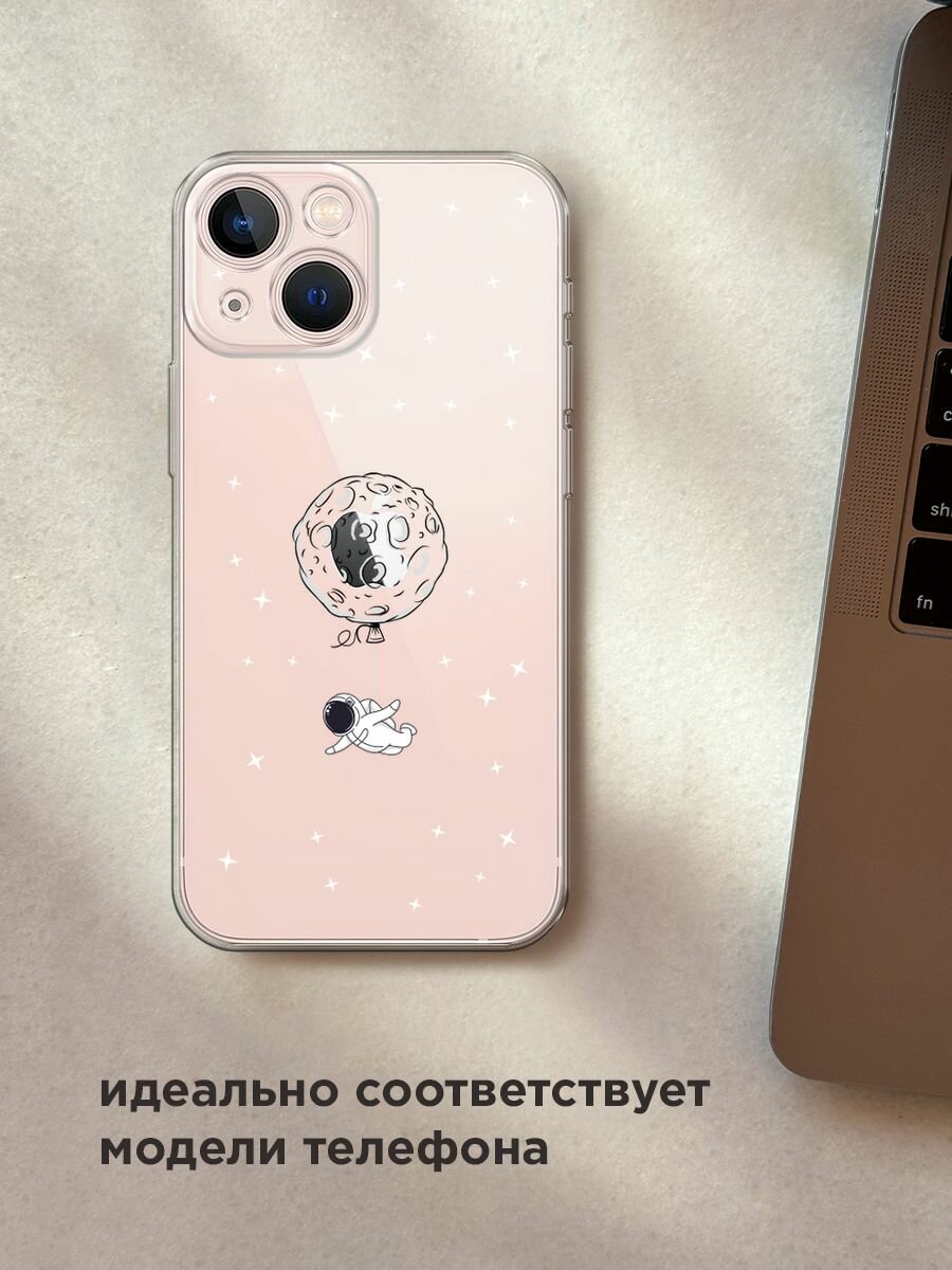 Чехол на Apple iPhone 13 mini / Айфон 13 мини с принтом "Лунный полет", прозрачный — фото 1