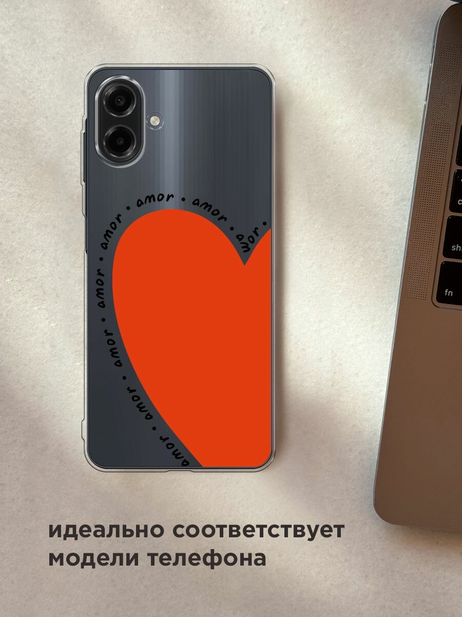 Чехол на Samsung Galaxy A07 / Самсунг А07 с принтом "amor heart 2 - 14 февраля", прозрачный — фото 1