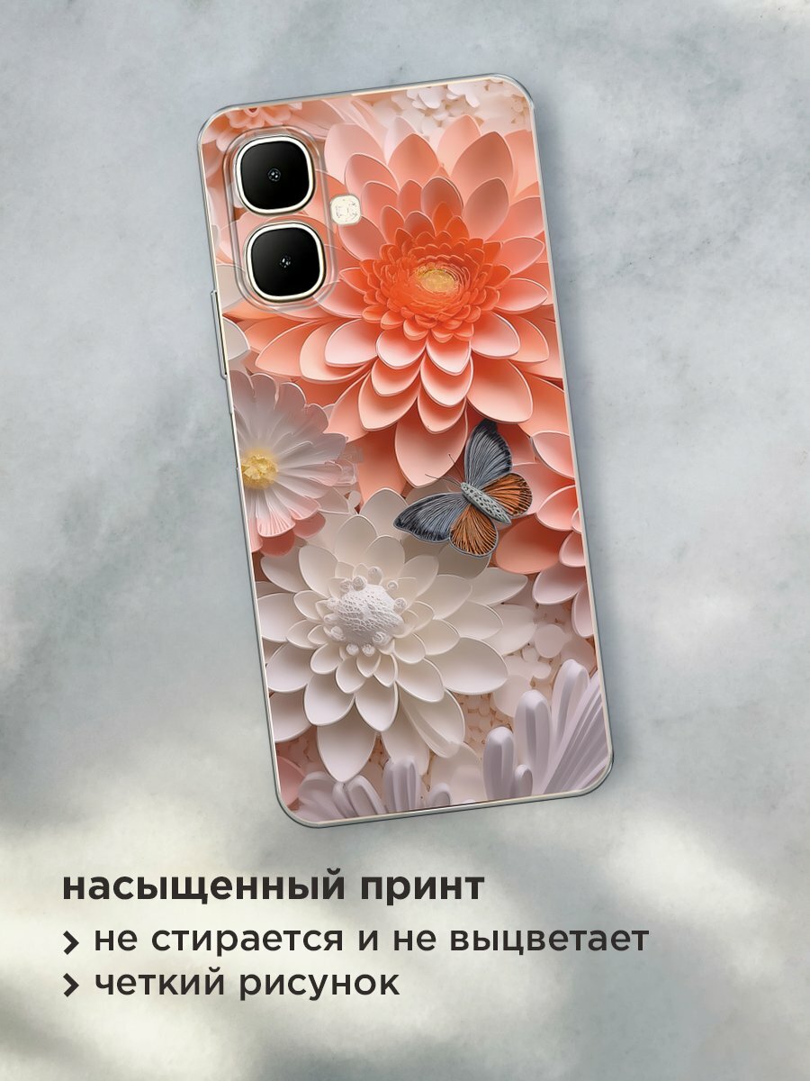 Чехол на Infinix Smart 10 / Инфиникс Смарт 10 с принтом "Бумажные цветы" — фото 1
