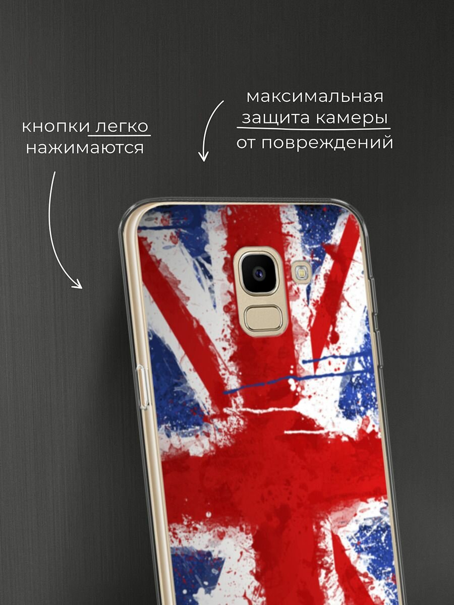 Чехол на Samsung Galaxy J6 2018 / Самсунг Галакси Джей 6 2018 с принтом "Флаг Великобритании 2" — фото 1