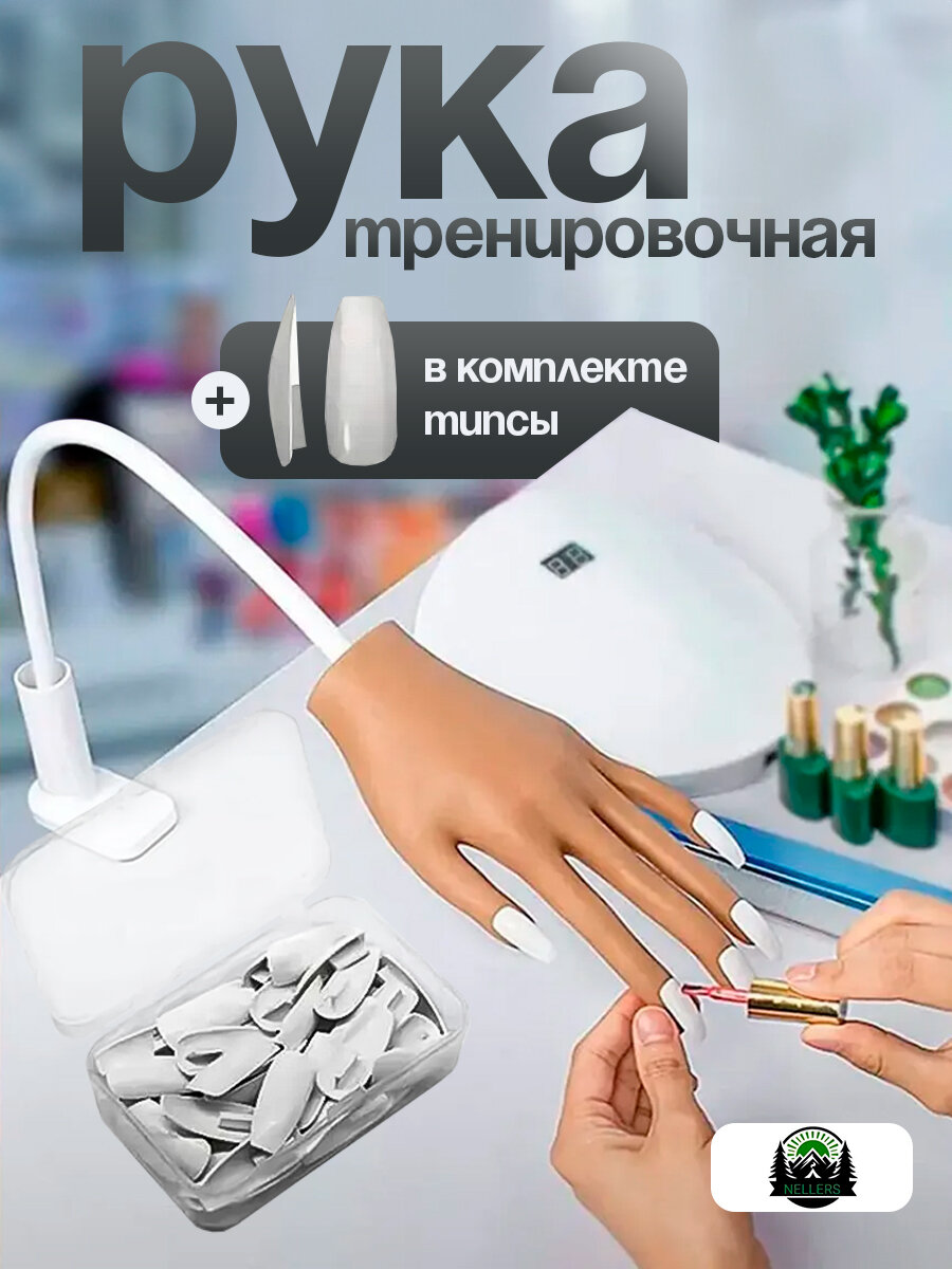 Муляж рука тренировочная с типсами и подставкой