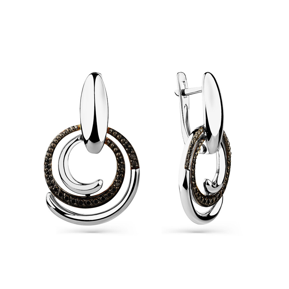 Серьги, белое золото, 585 проба, бриллиант