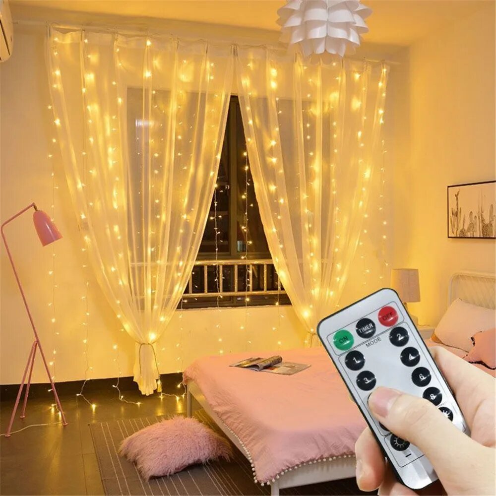 HOUHOM LED гирлянды-шторы USB теплый белый/белый/разноцветный 3м/4м/6м