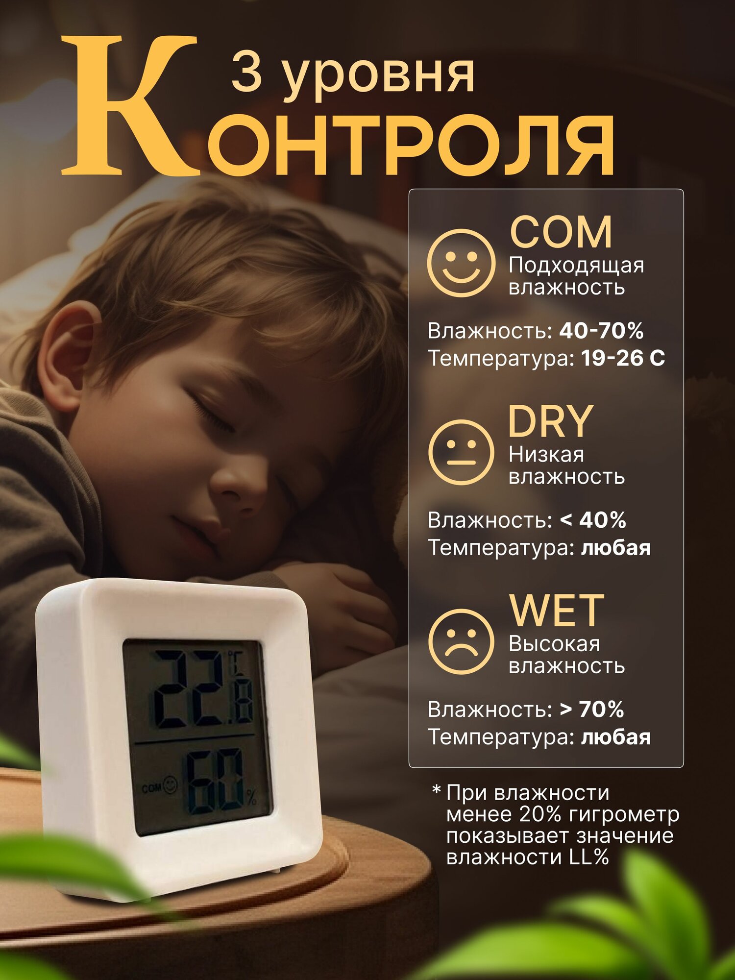 Цифровой гигрометр-термометр для дома измерение влажности и температуры, компактная метеостанция